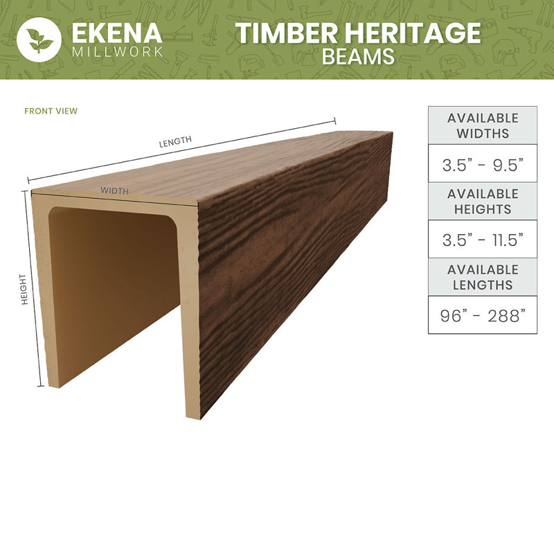 Ekena Millwork Salvaged Timber HeritageTimber Faux Wood 3-Sided Ceiling Beam (U-Beam) "& Reviews ...
